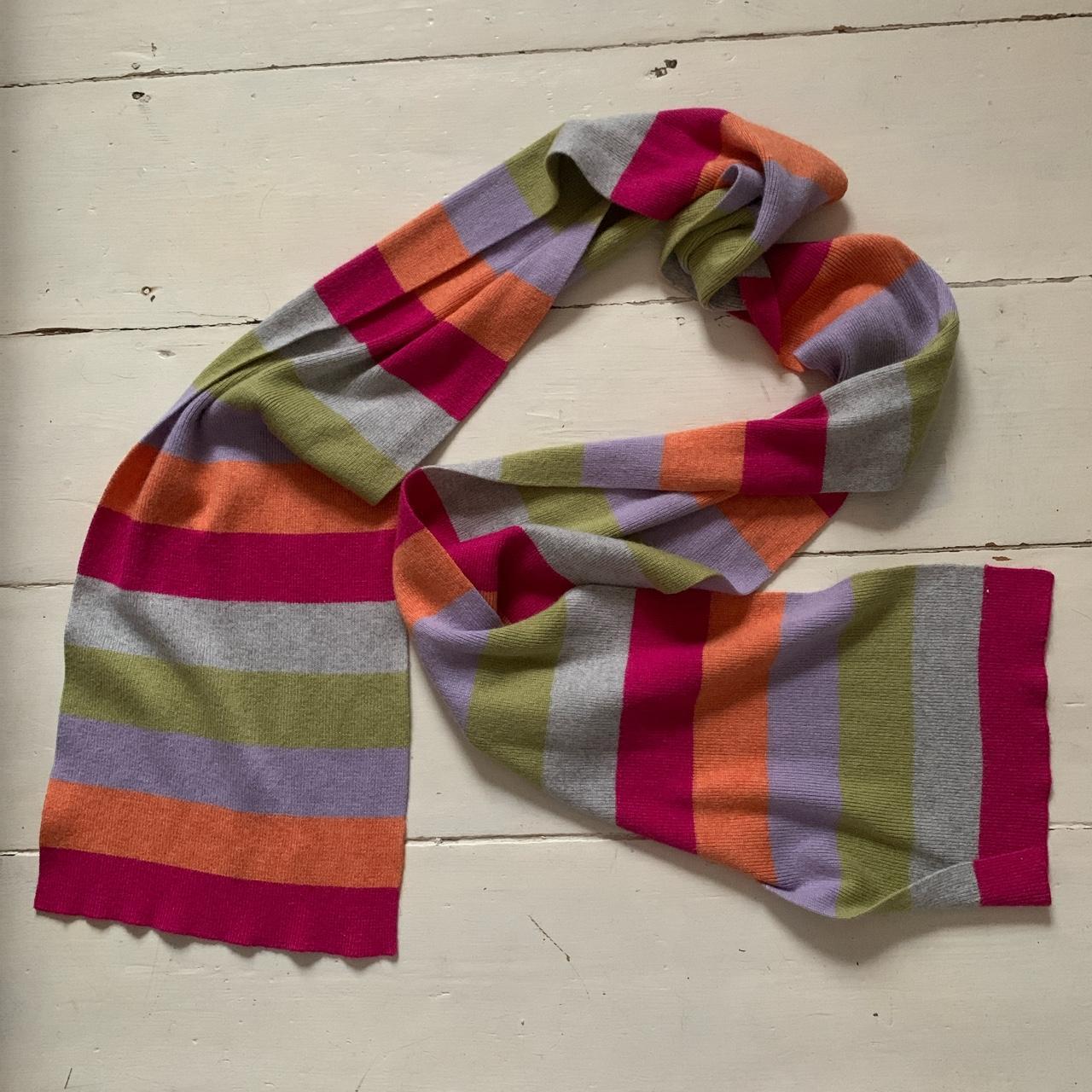 multicoloured knitted scarf y2k great condition... - Depop