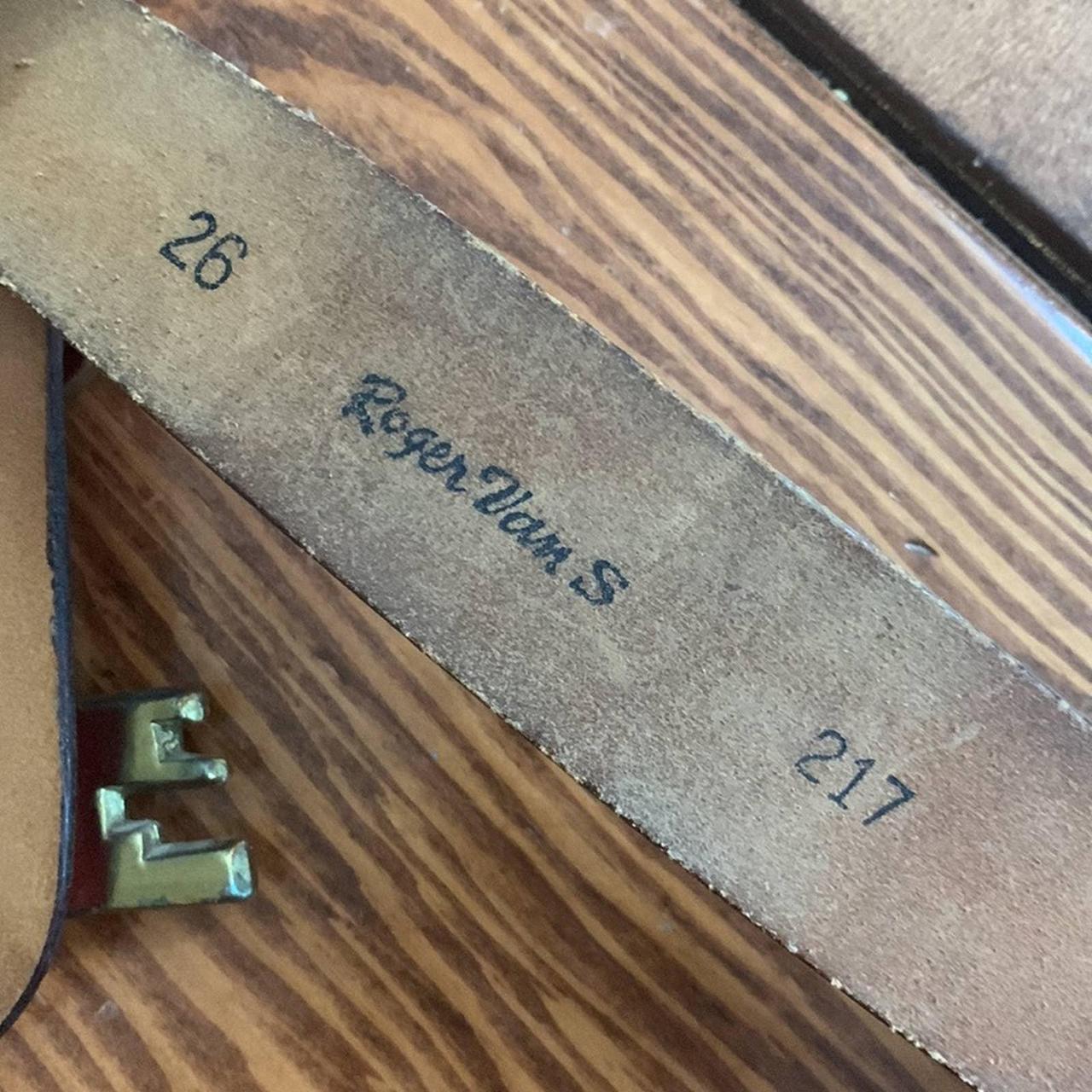 Vintage Roger Van S red leather belt gold tone Key... | Depop