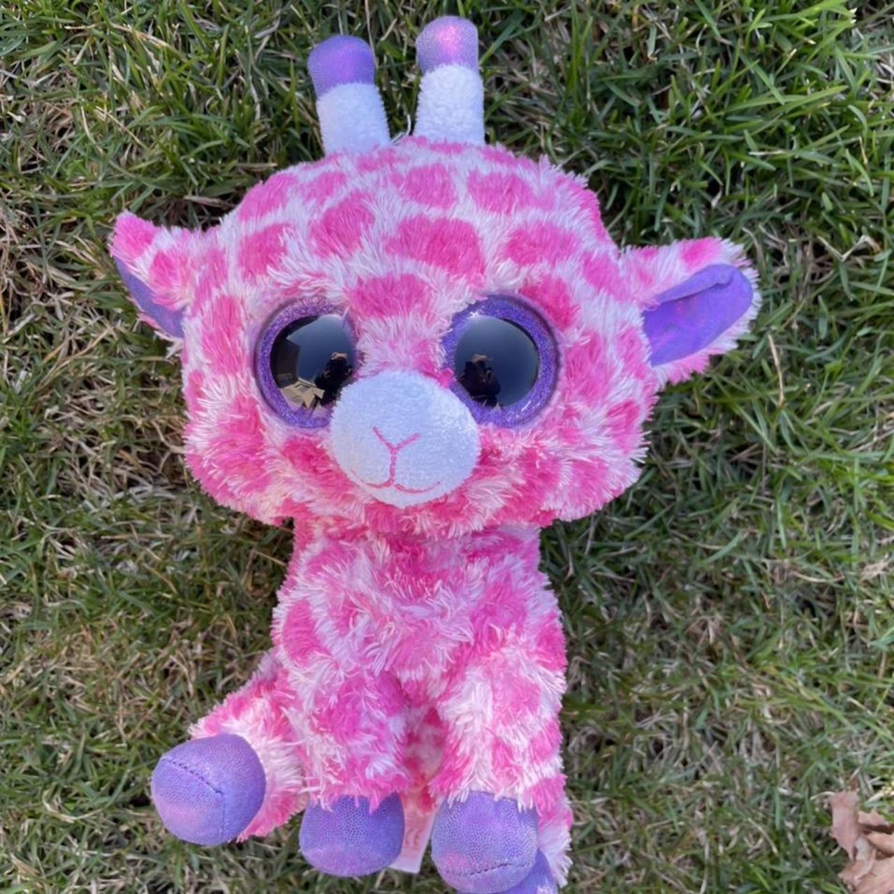 cute pink giraffe plushie used and has a small... - Depop