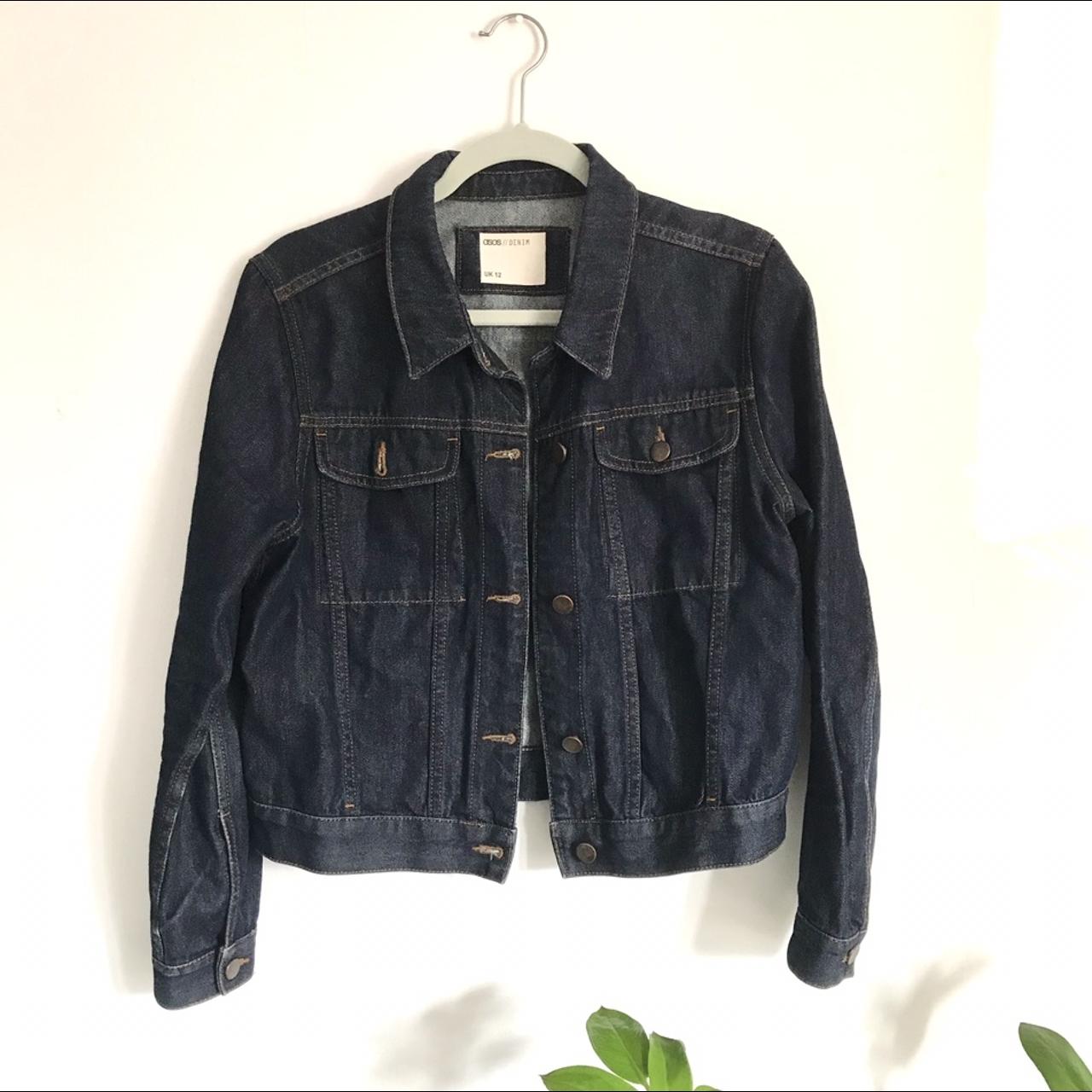 Dark blue Japanese denim jacket from ASOS, size UK... - Depop
