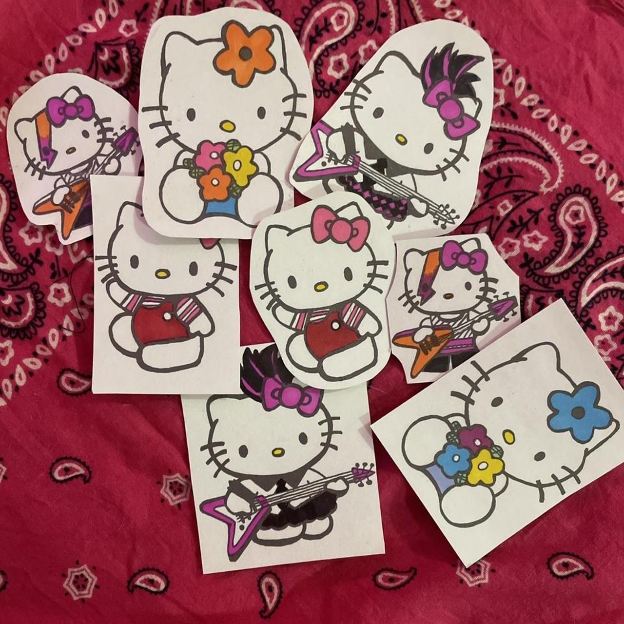 Hand Drawn Hello Kitty Stickers $5... - Depop