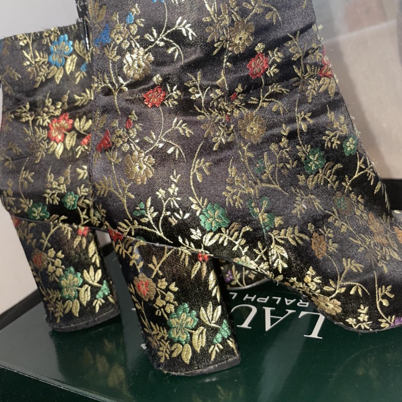 Beautiful vintage embroidered flower heeled boots.... - Depop