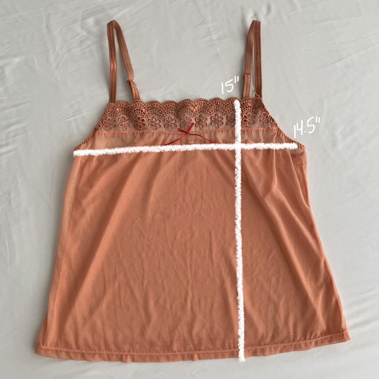 orange coral sheer mesh embroidered flower bust lace... - Depop