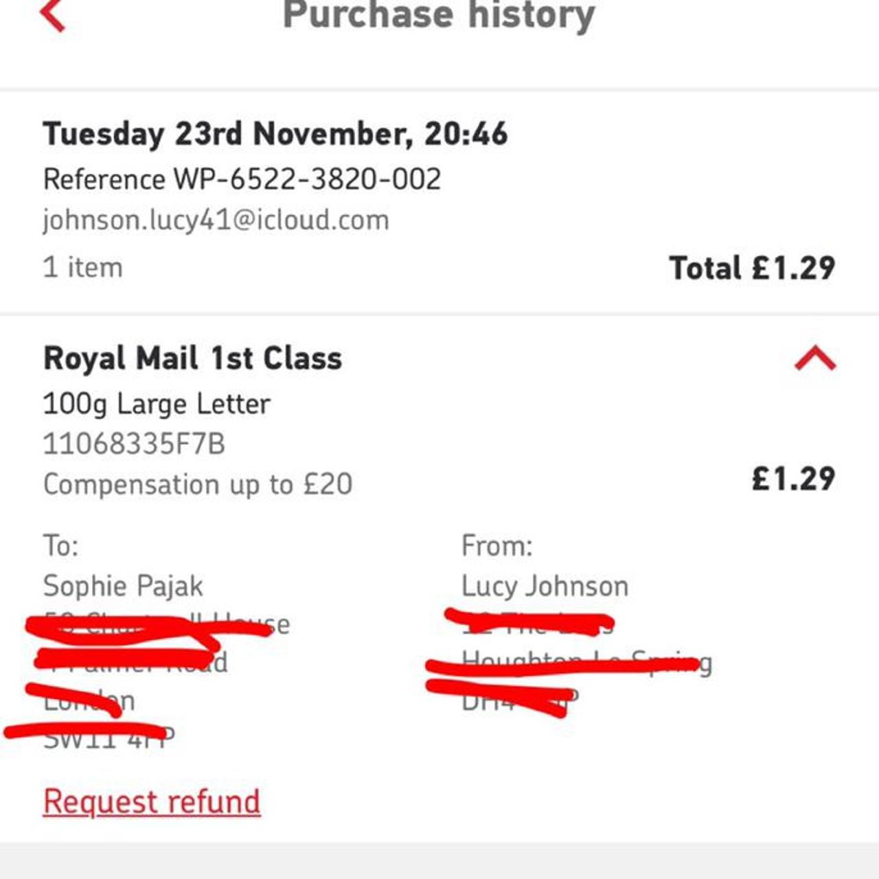 Proof of receipt - Depop