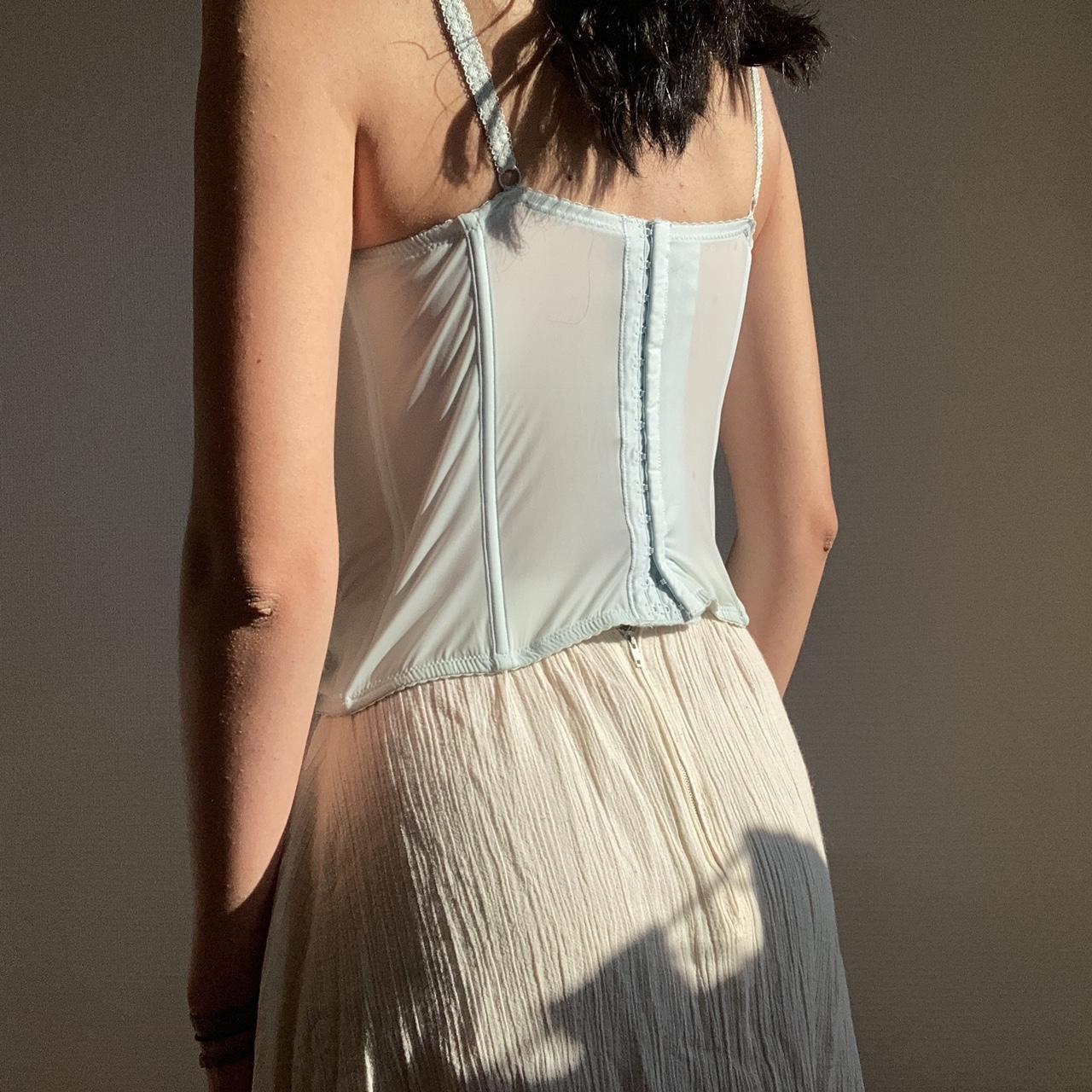 Bustier à lacets bleu pastel vintage Size : S Etat... - Depop