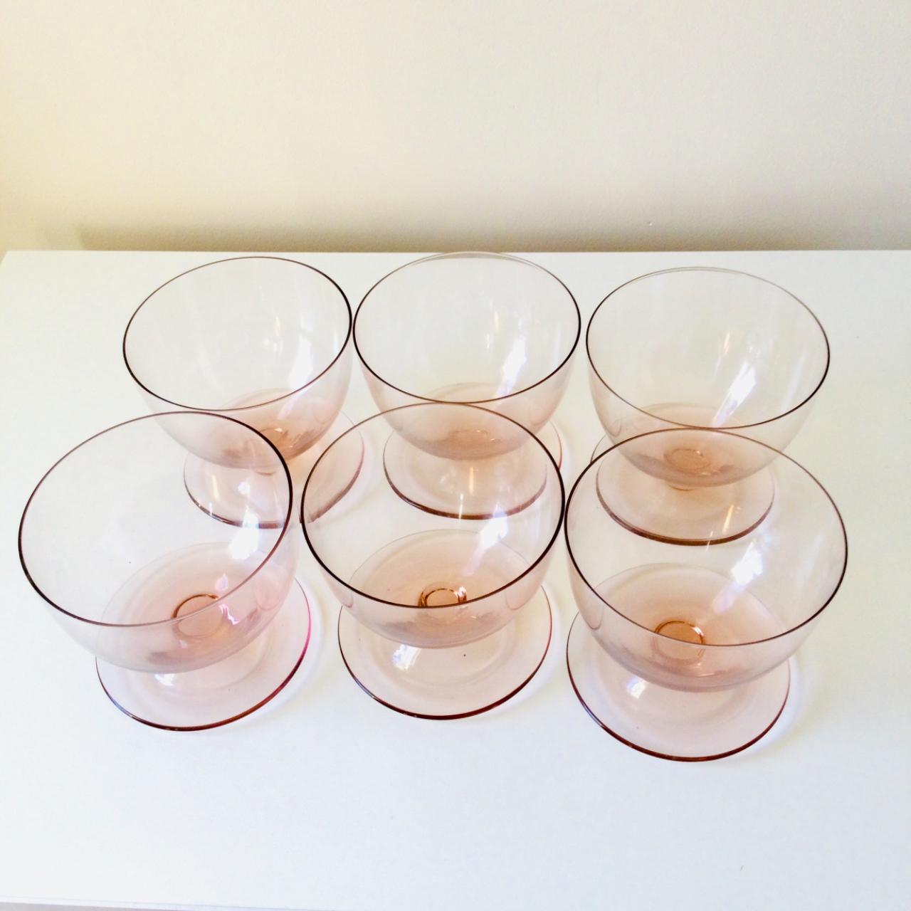 6 gorgeous blush pink stemmed dessert bowls... - Depop
