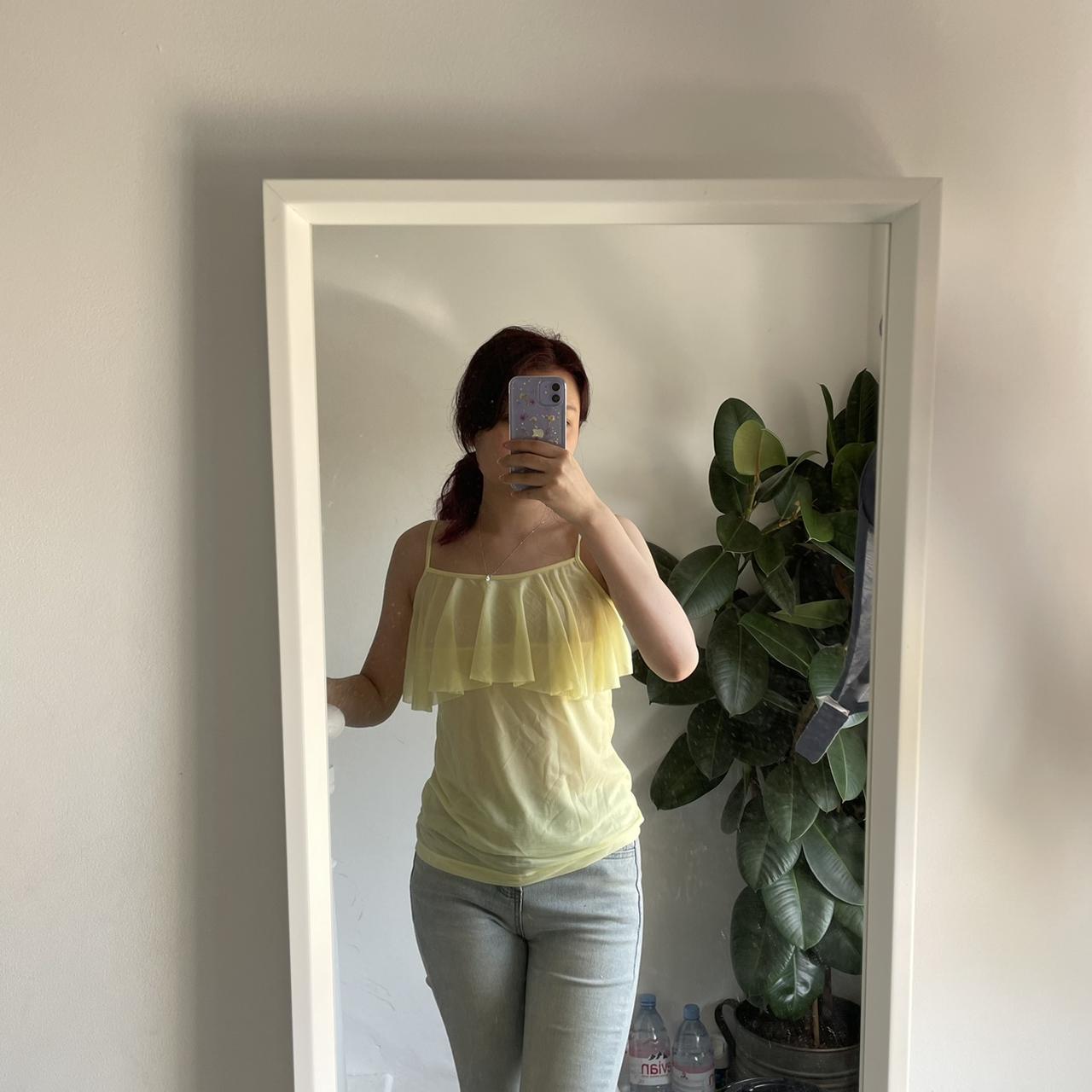 Sheer yellow vest top perfect for summer - flowy -... - Depop
