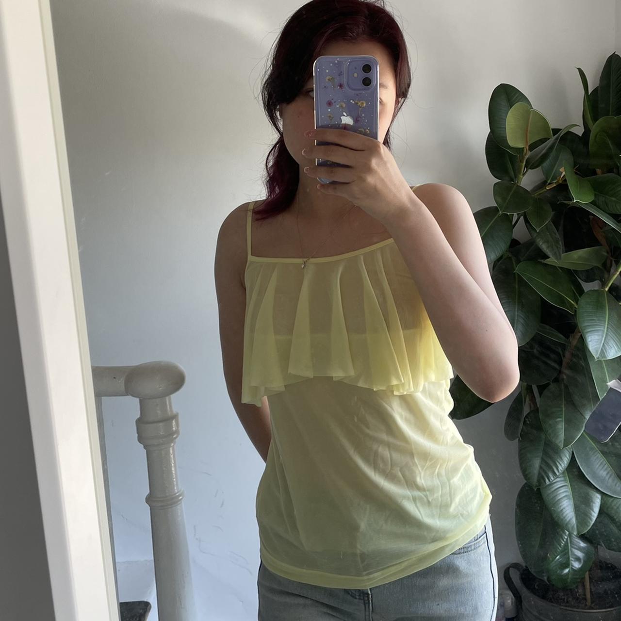 Sheer yellow vest top perfect for summer - flowy -... - Depop