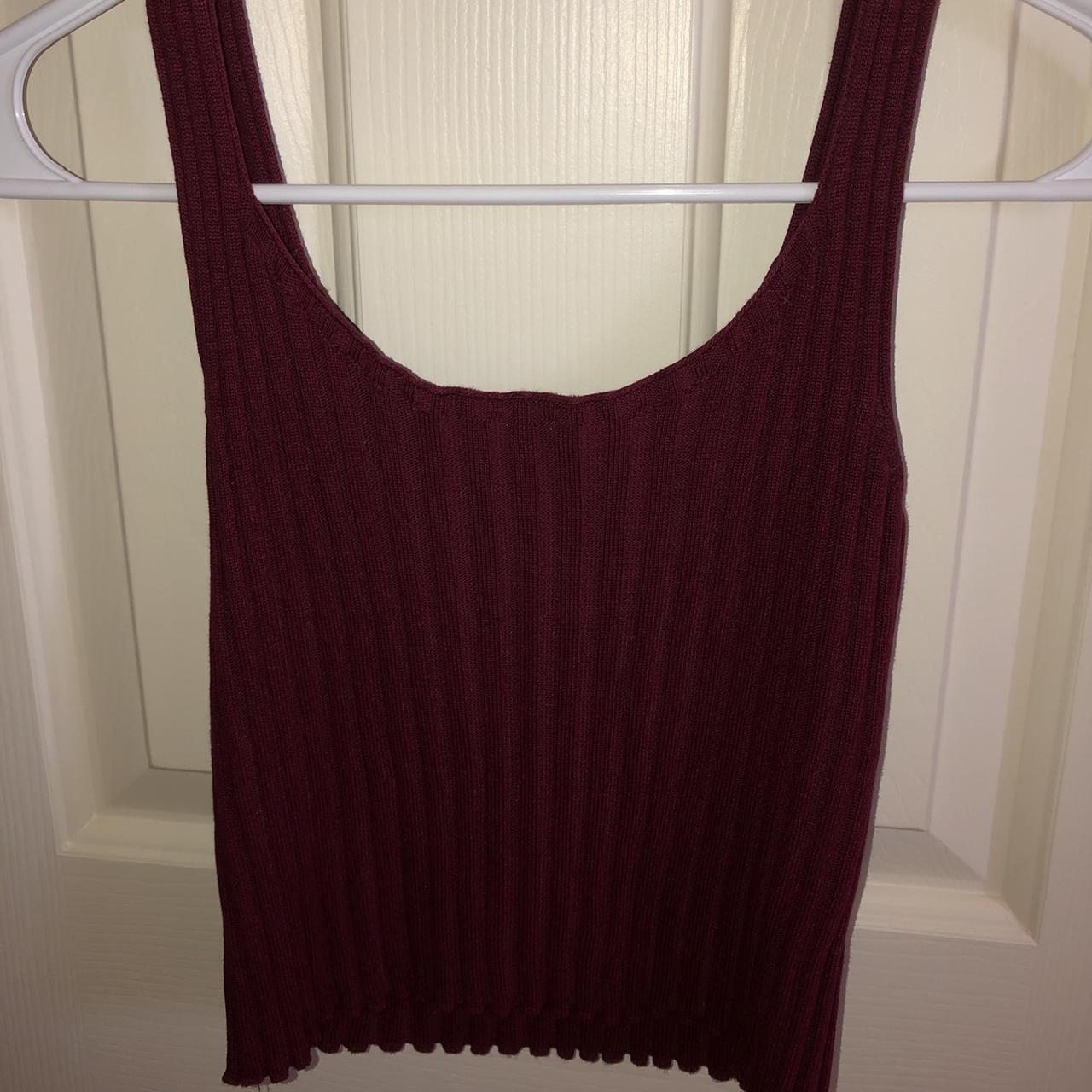 Cropped maroon ribbed tank top #summer... - Depop