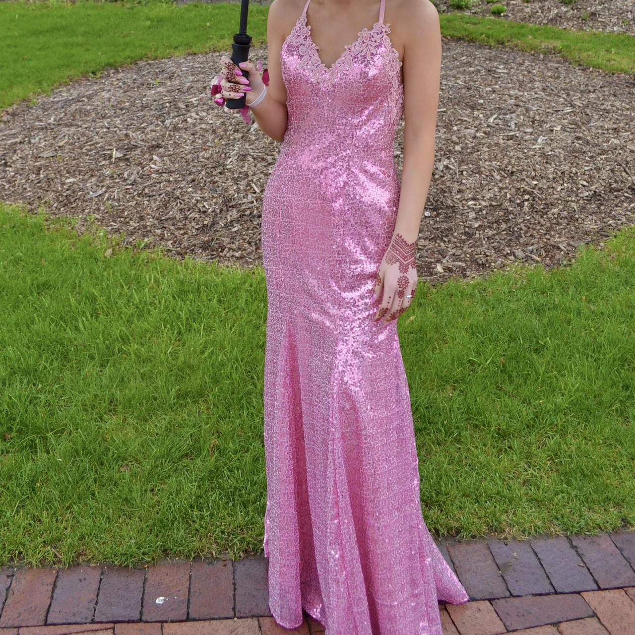 Beautiful Pink Sequin Prom Dress💗 Backless, Mermaid... - Depop