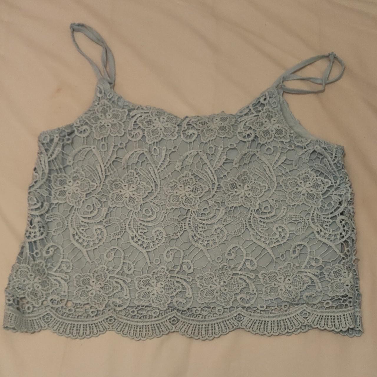 Light blue lace top Perfect for nights out or a... - Depop