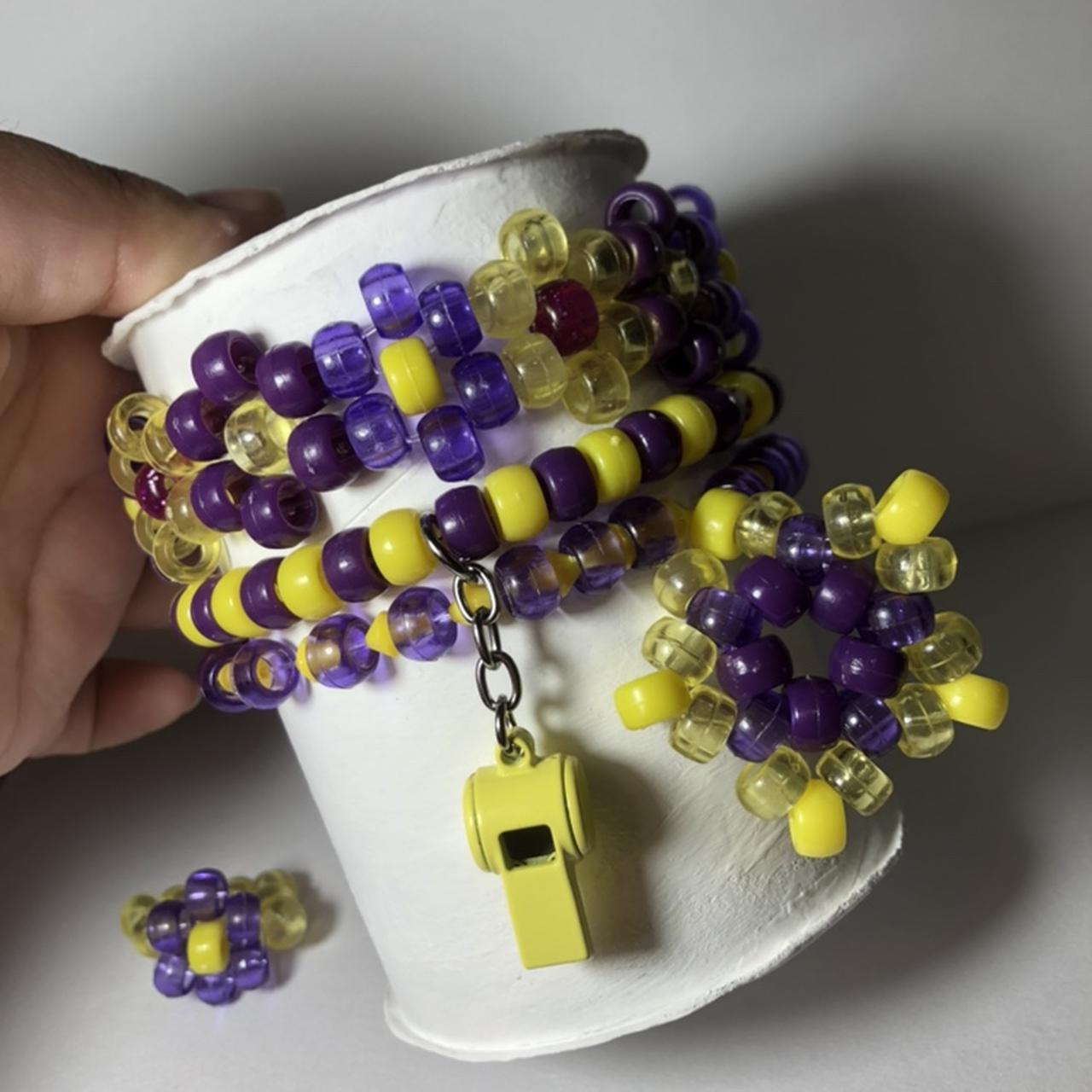 4 piece purple and yellow kandi set. Comes with tiny... - Depop