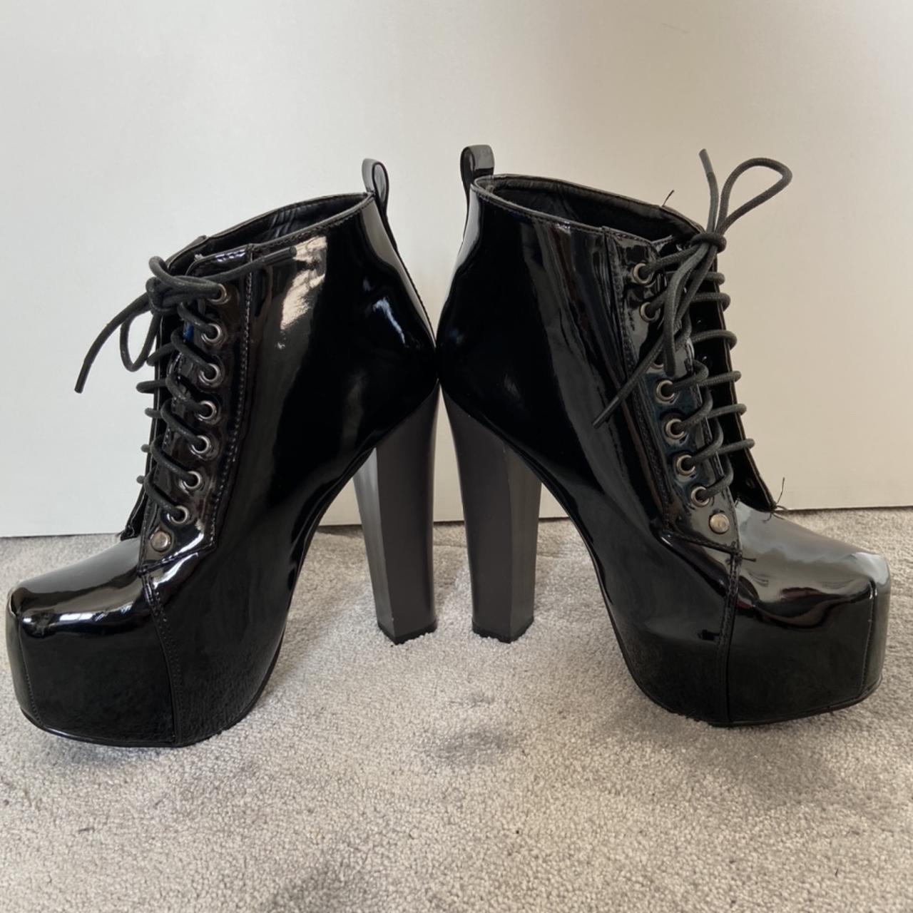 ~ sergio todzi patent black platform lace up boots ~... - Depop