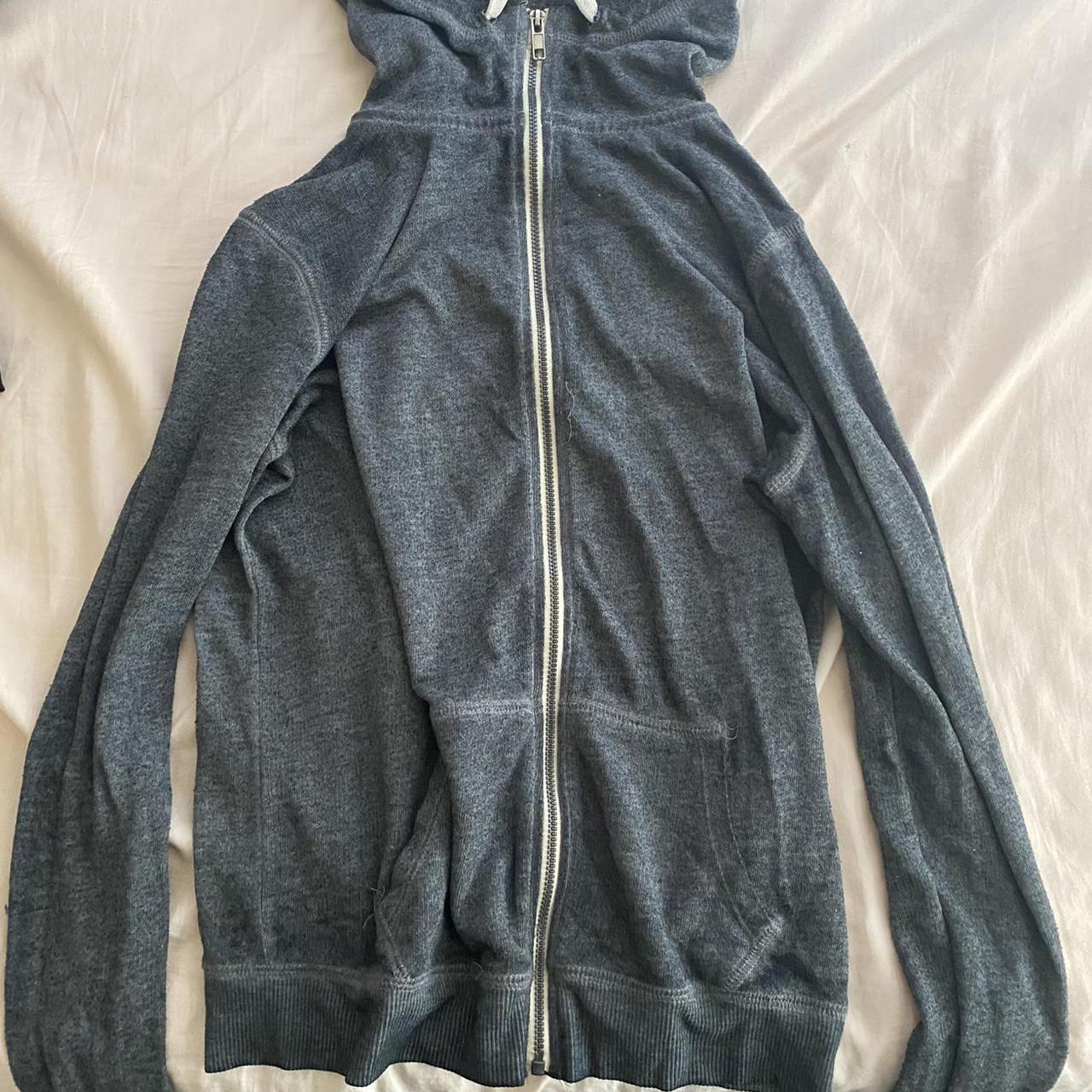 CUTE gray zip up hoodie it has thin material size... - Depop