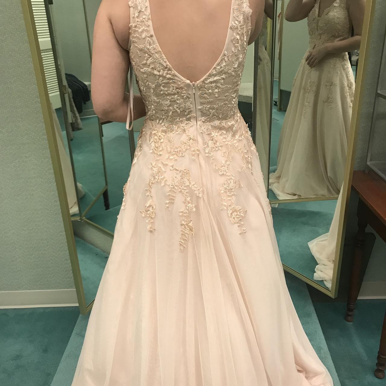 Beautiful creme colored prom dress with embroidery... - Depop