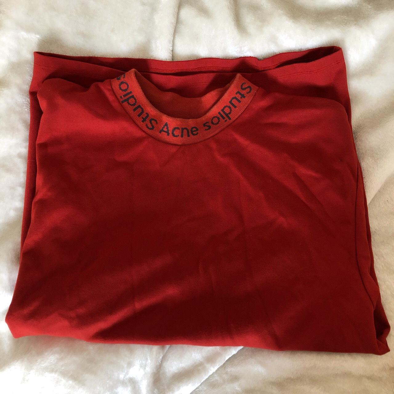 acne studios gojina logo top size m unisex rust red... - Depop