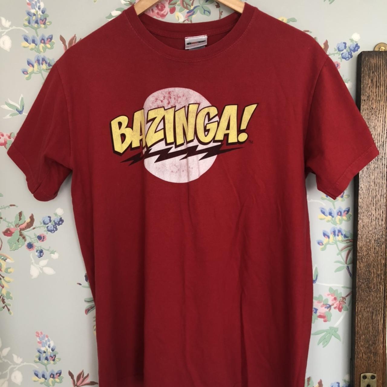 BAZINGA T shirt, Big Bang theory, nice thick red T... - Depop