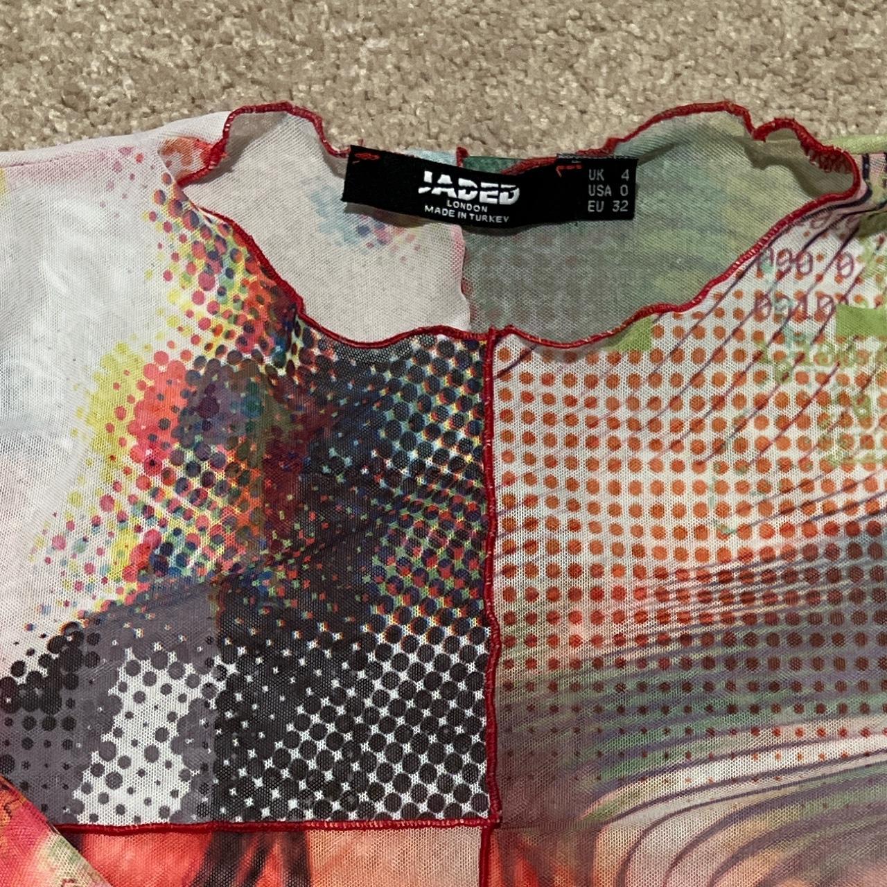Mixed print Y2k cut & sew mesh Jadedlondon Size... - Depop
