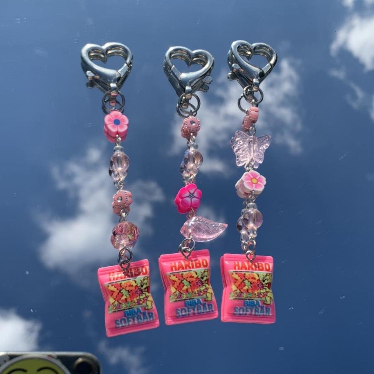 1 for $8 Handmade gummy worm charm keychains!!... - Depop