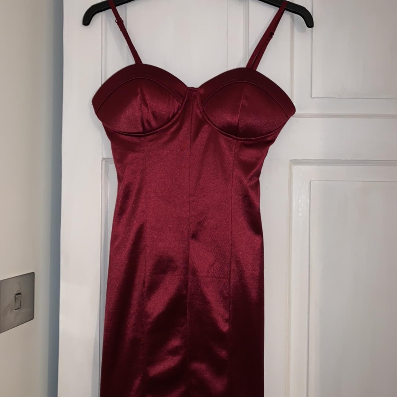 Stunning maroon red silk dress with padded cups &... - Depop