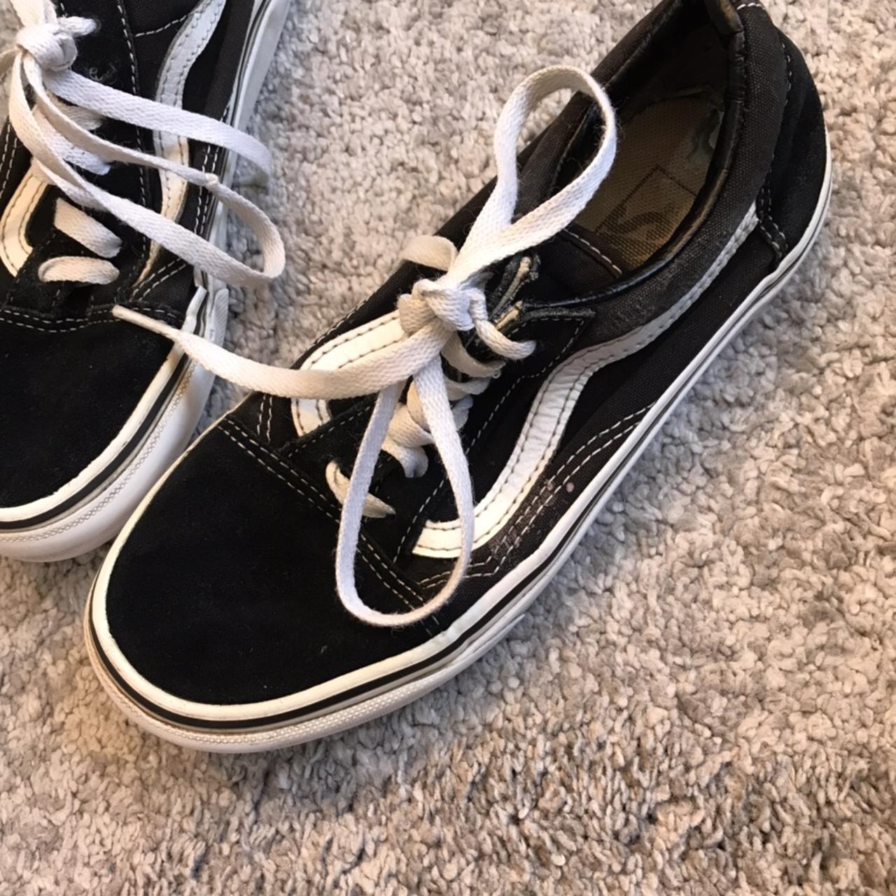 Vans Women's White and Black Trainers | Depop
