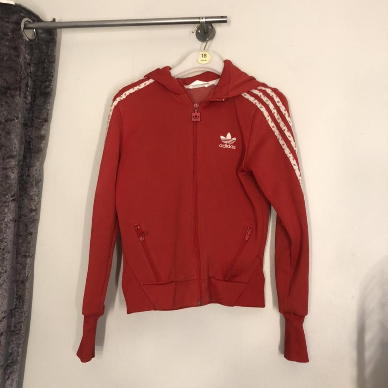 Vintage red Adidas tracksuit top in good condition... - Depop