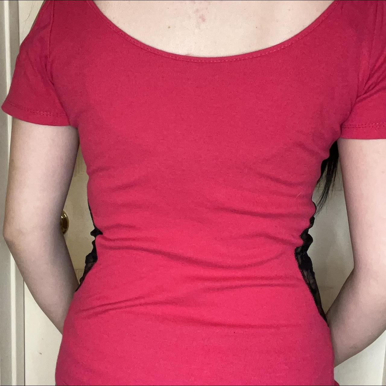 Y2K Red and black lace top! This piece is so cute!... - Depop