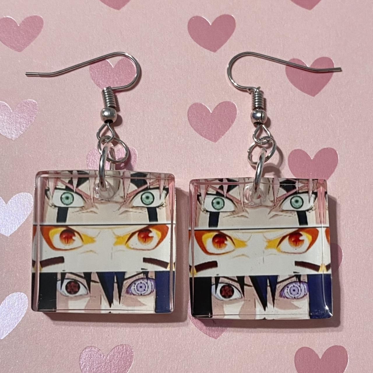 Naruto, Sakura, Sasuke Anime earring Handmade Resin... - Depop