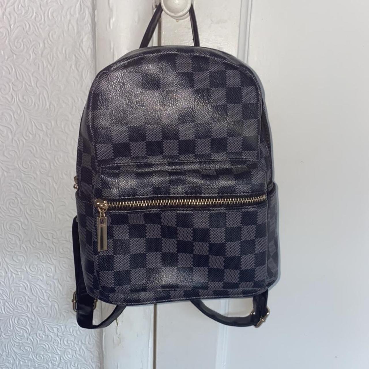 grey/black backpack checkered backpack🖤 barely used,... | Depop