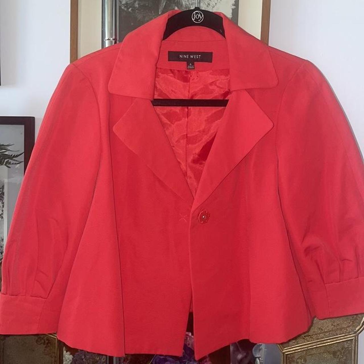 Tomato red cropped cape jacket Nine West Perfect... - Depop