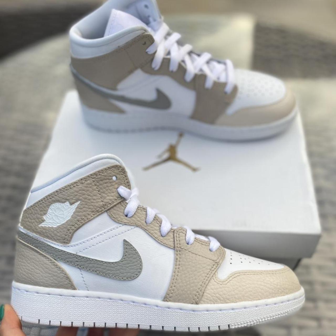 Coffee Jordan 1 mid 🧸 (beige+cream+grey colour... - Depop