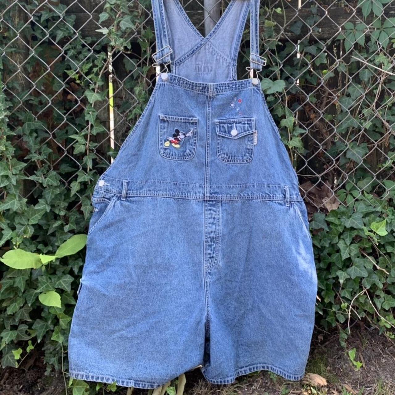 mickey mouse denim overalls #disneyadult #disney... - Depop