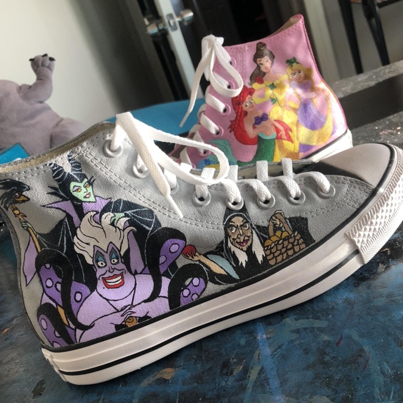 CUSTOM HAND PAINTED DISNEY VILLAIN🖤 AND PRINCESS💕... - Depop