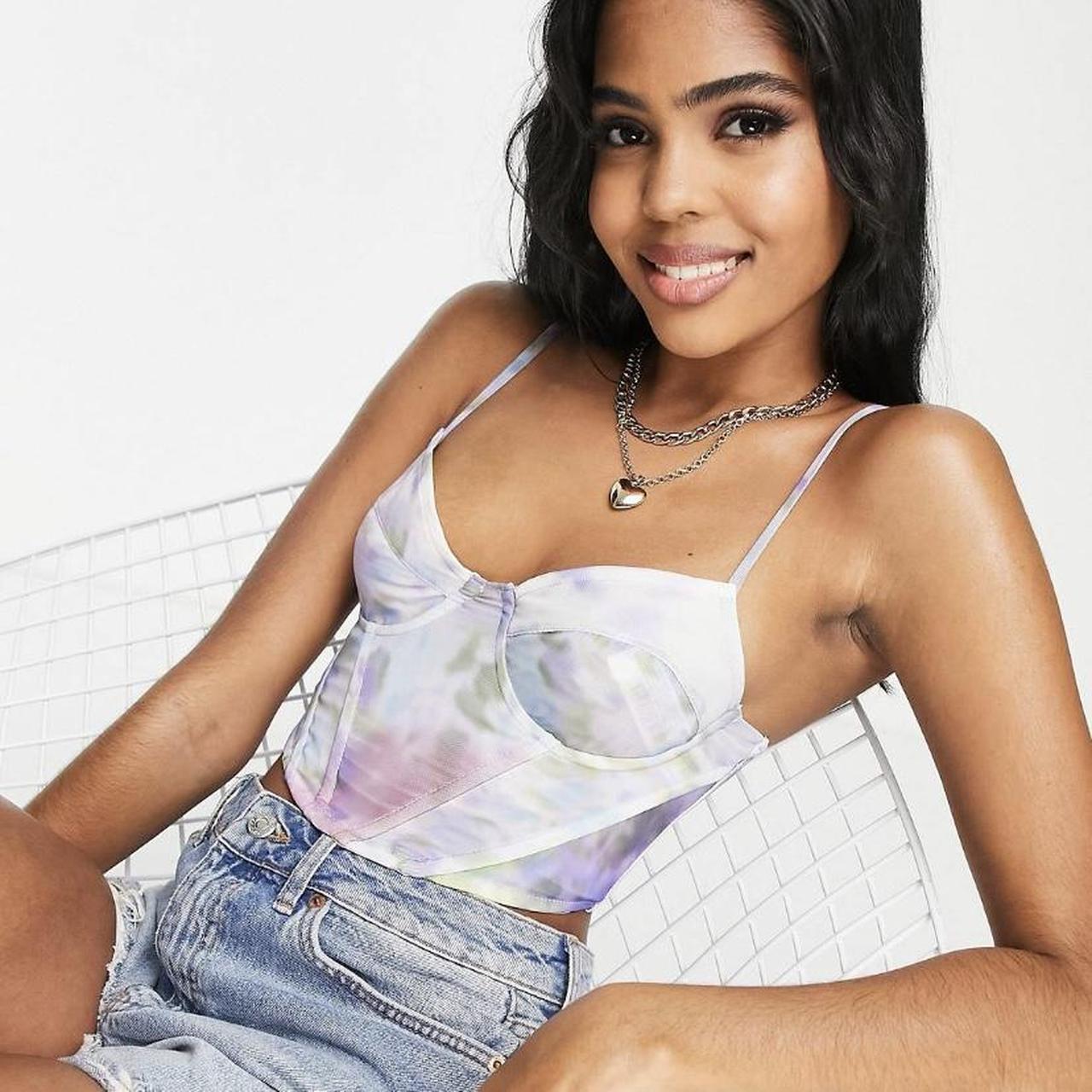 BNWT Stradivarius corset top in tie dye print from... - Depop