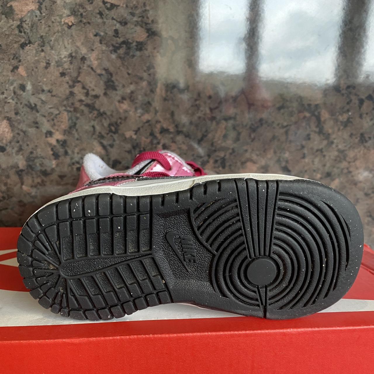 Nike dunk low pink and black kids size uk 6 c 12.5... - Depop
