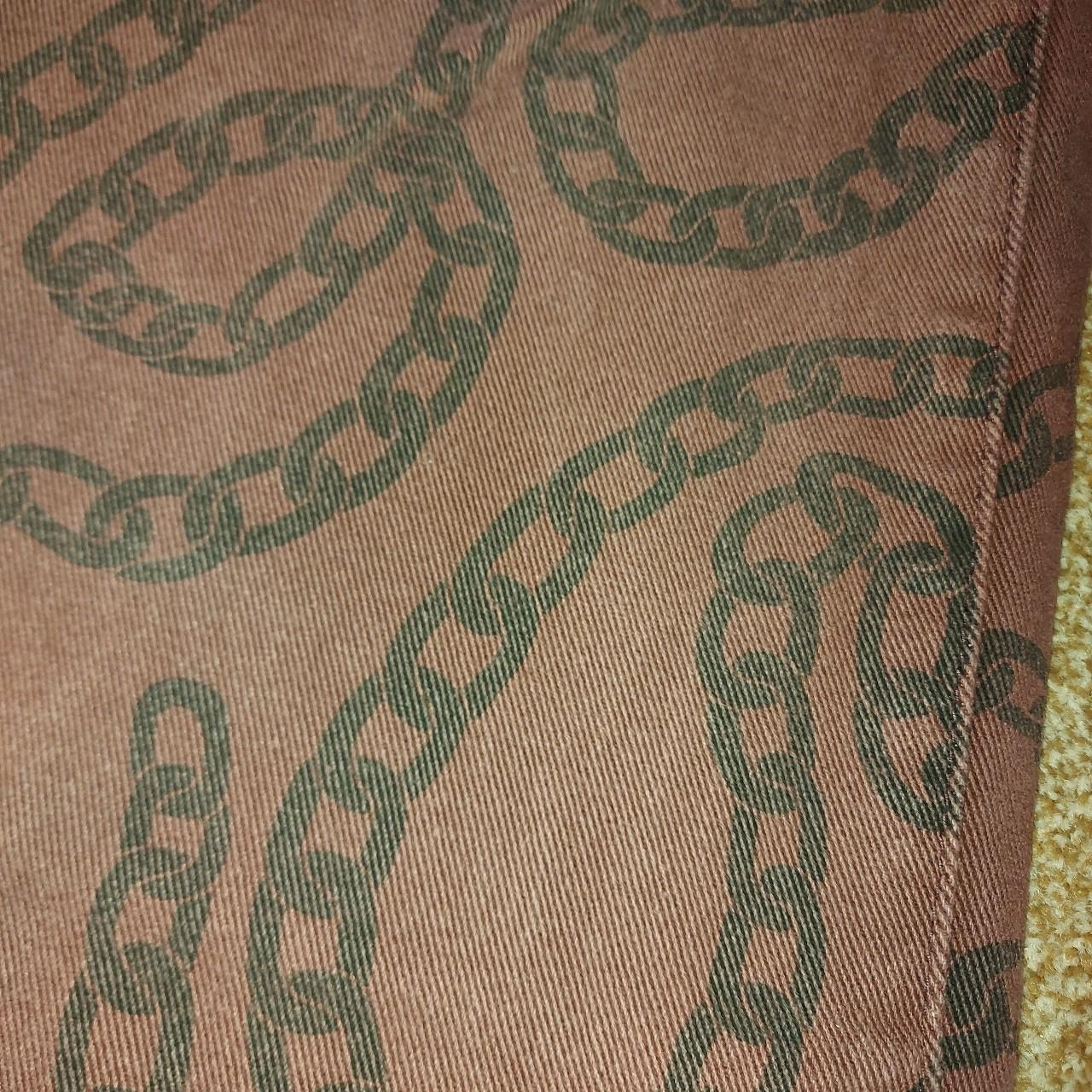 chain print jeans Burgundy straight leg loose fit... - Depop