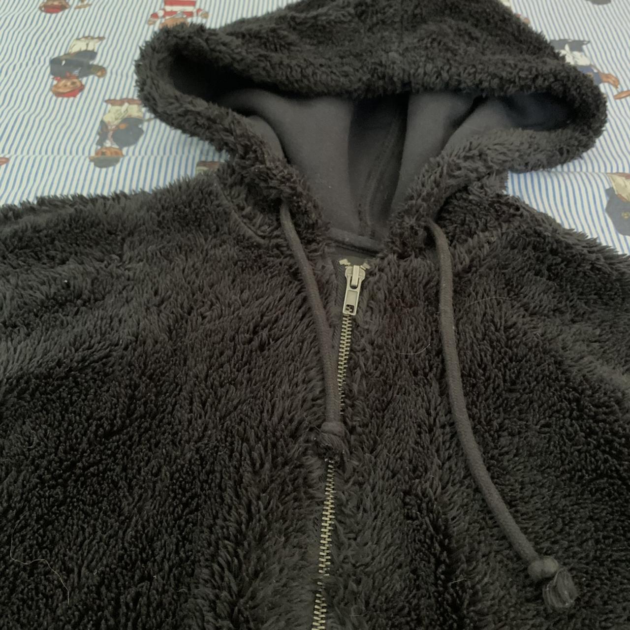Black furry half zip up hoodie from pacsun Size... - Depop