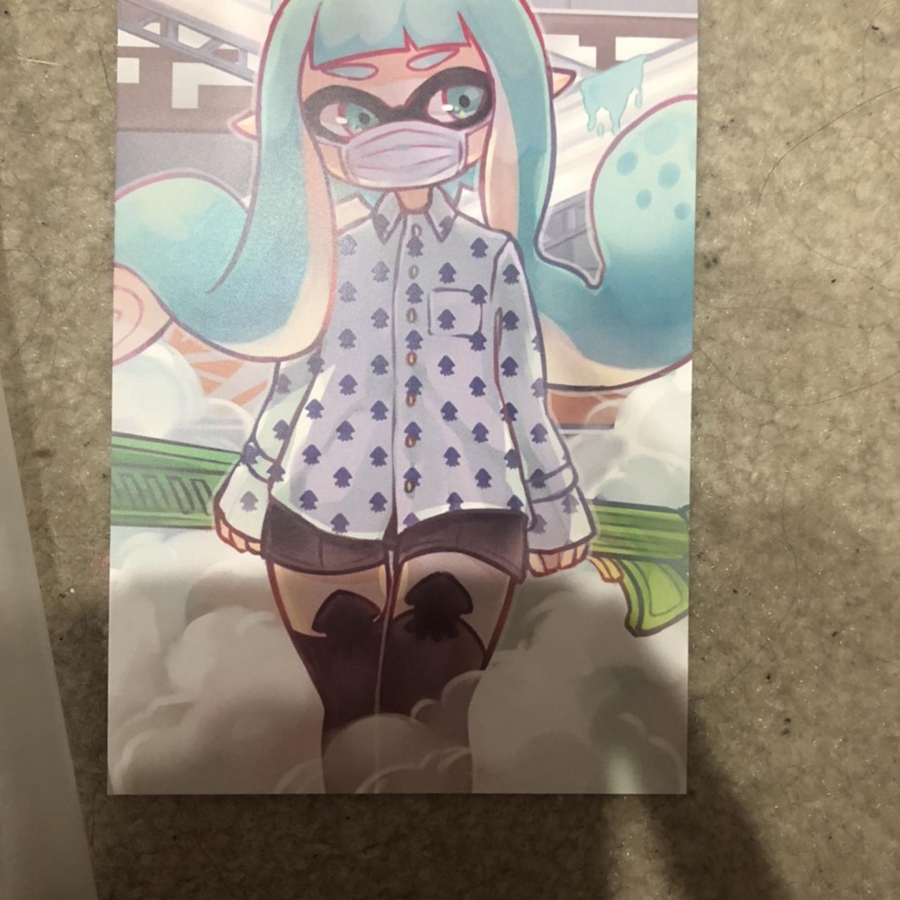 Post card 5x7 in card. Cyan inkling chilling with... - Depop