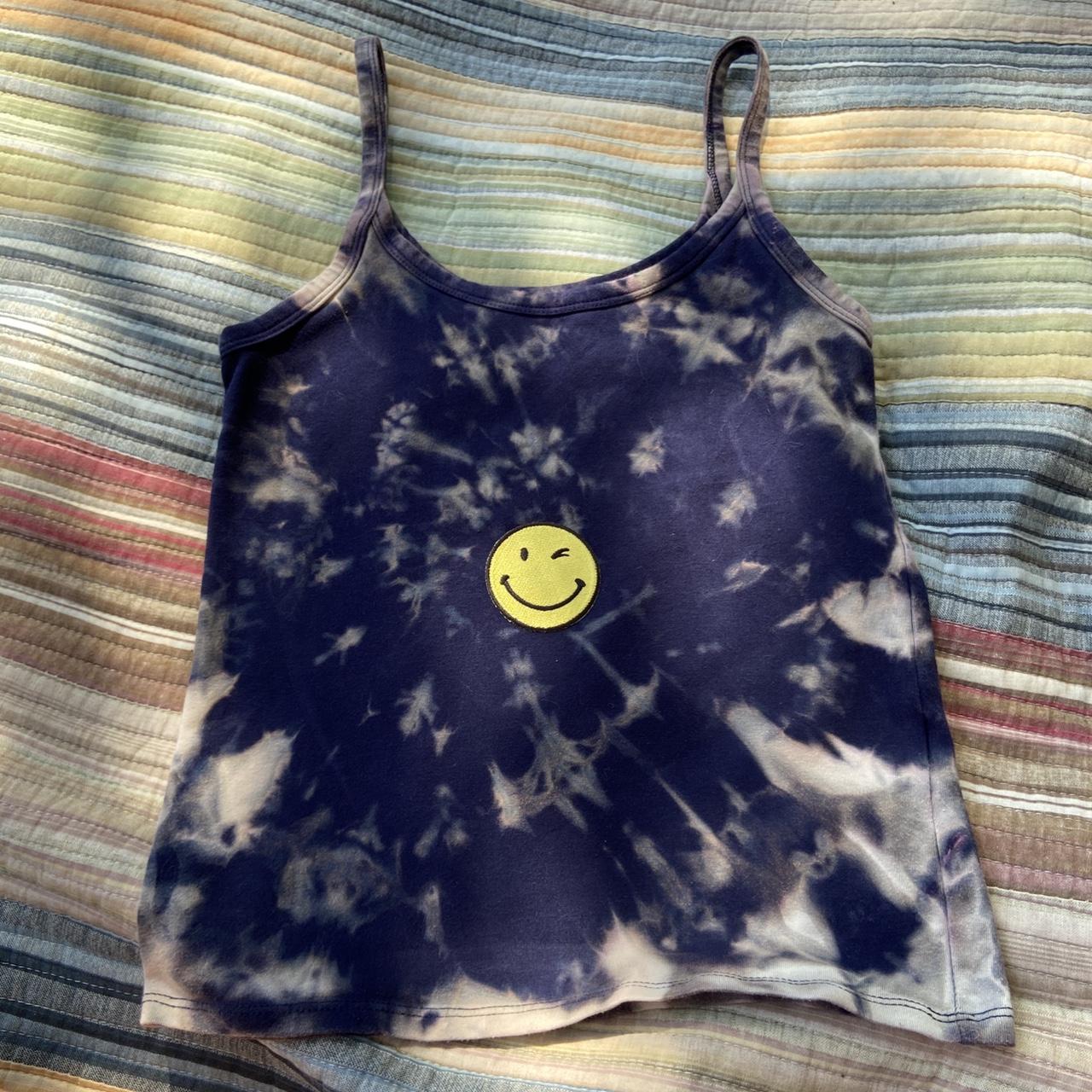 bleach tye dye smiley face tank! the coolest tank... - Depop