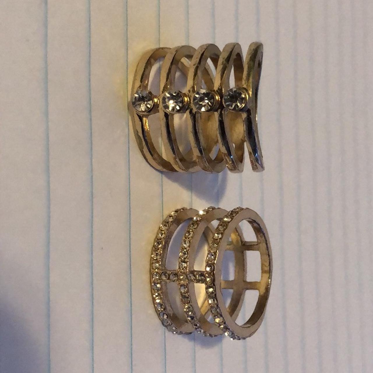 2 gold rings with studded diamonds size 4 - Depop