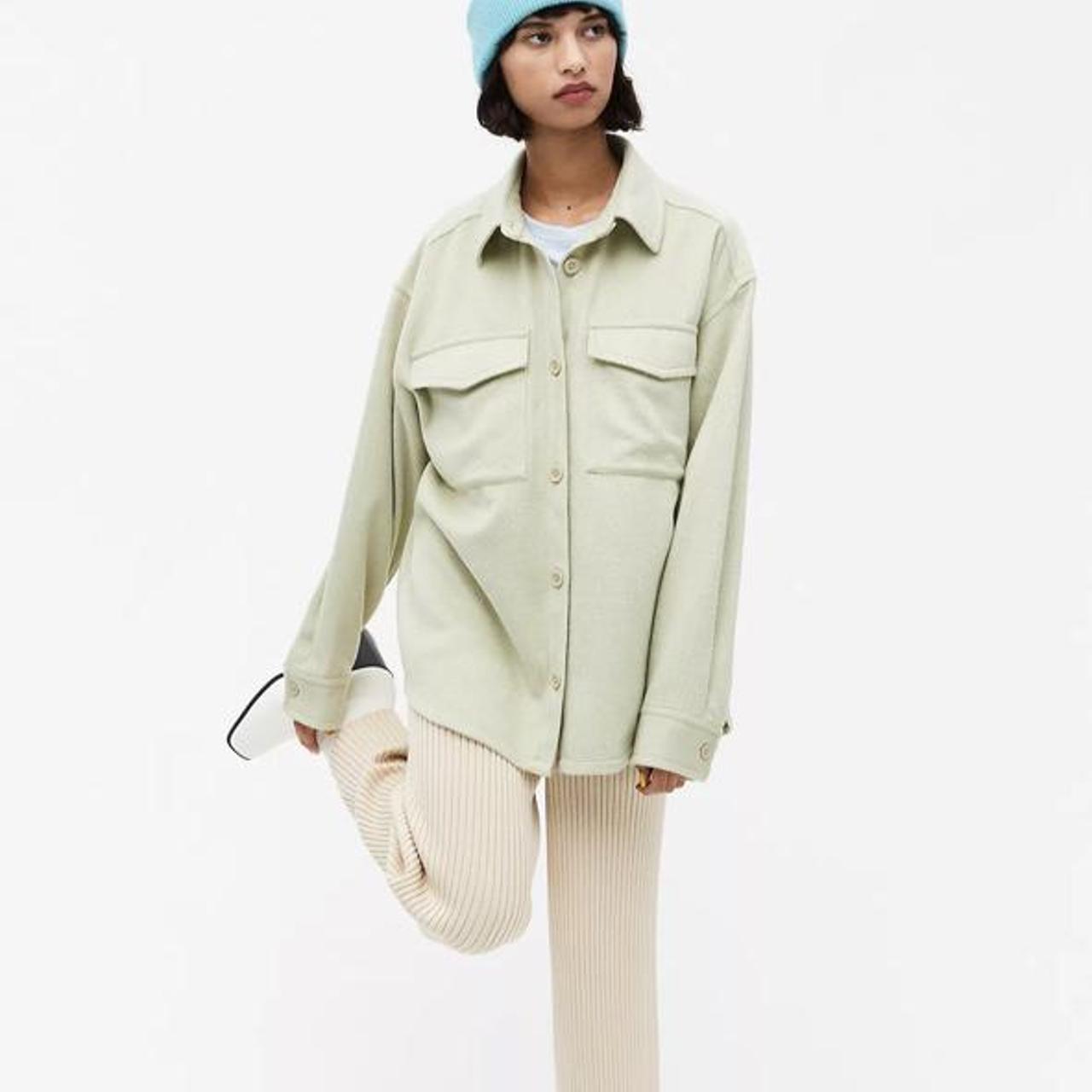 monki light green shacket! - new, has all of the... - Depop