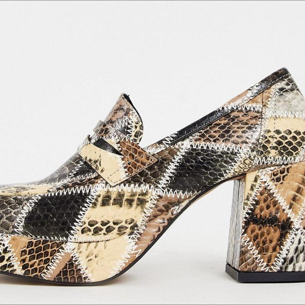 Snake print loafer heels 🐍 Size 4 Never worn... - Depop