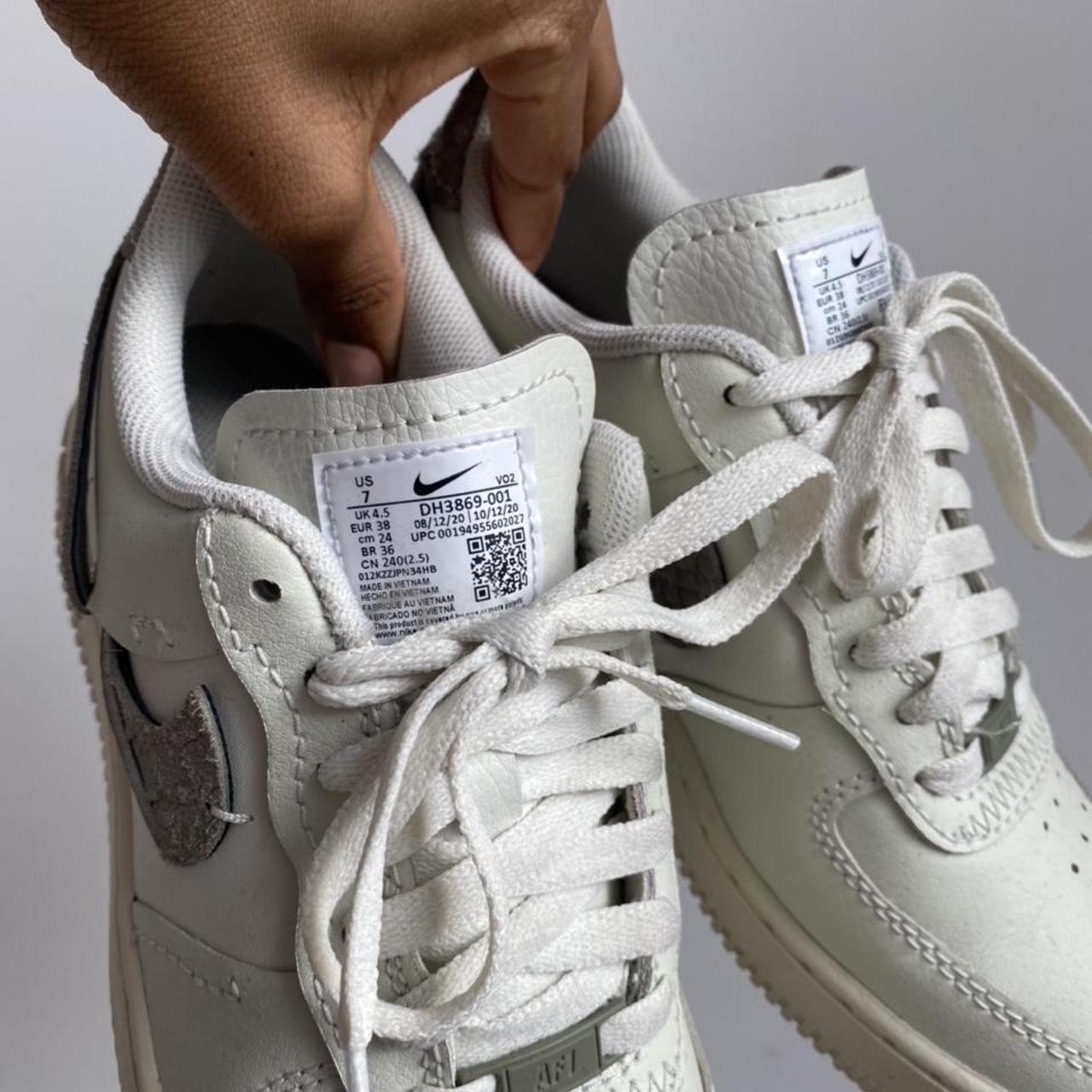 Air Force 1 scan qr code Beige colourway Size 4.5... - Depop