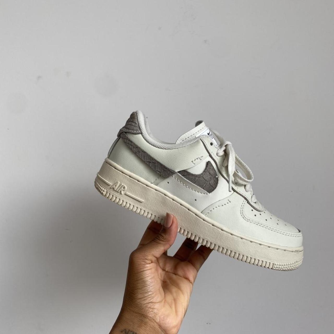 Air Force 1 scan qr code Beige colourway Size 4.5... - Depop