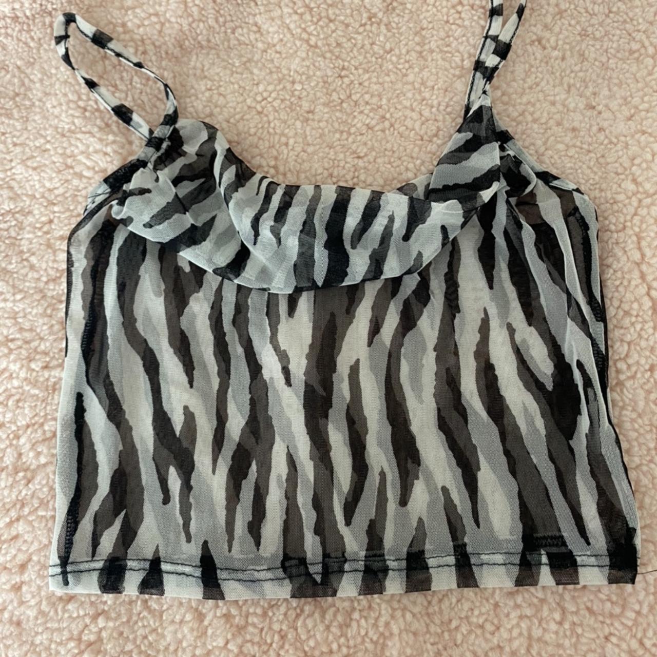 cute forever 21 zebra mesh top🦋 #forever21 #zebra... - Depop