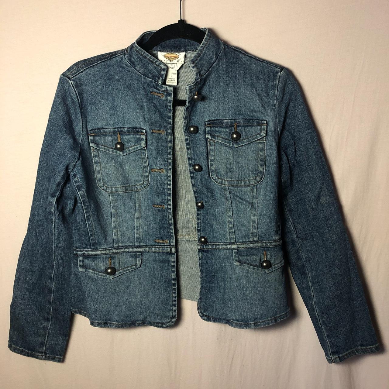 Talbots bomber style fitted jean jacket. Petites - Depop