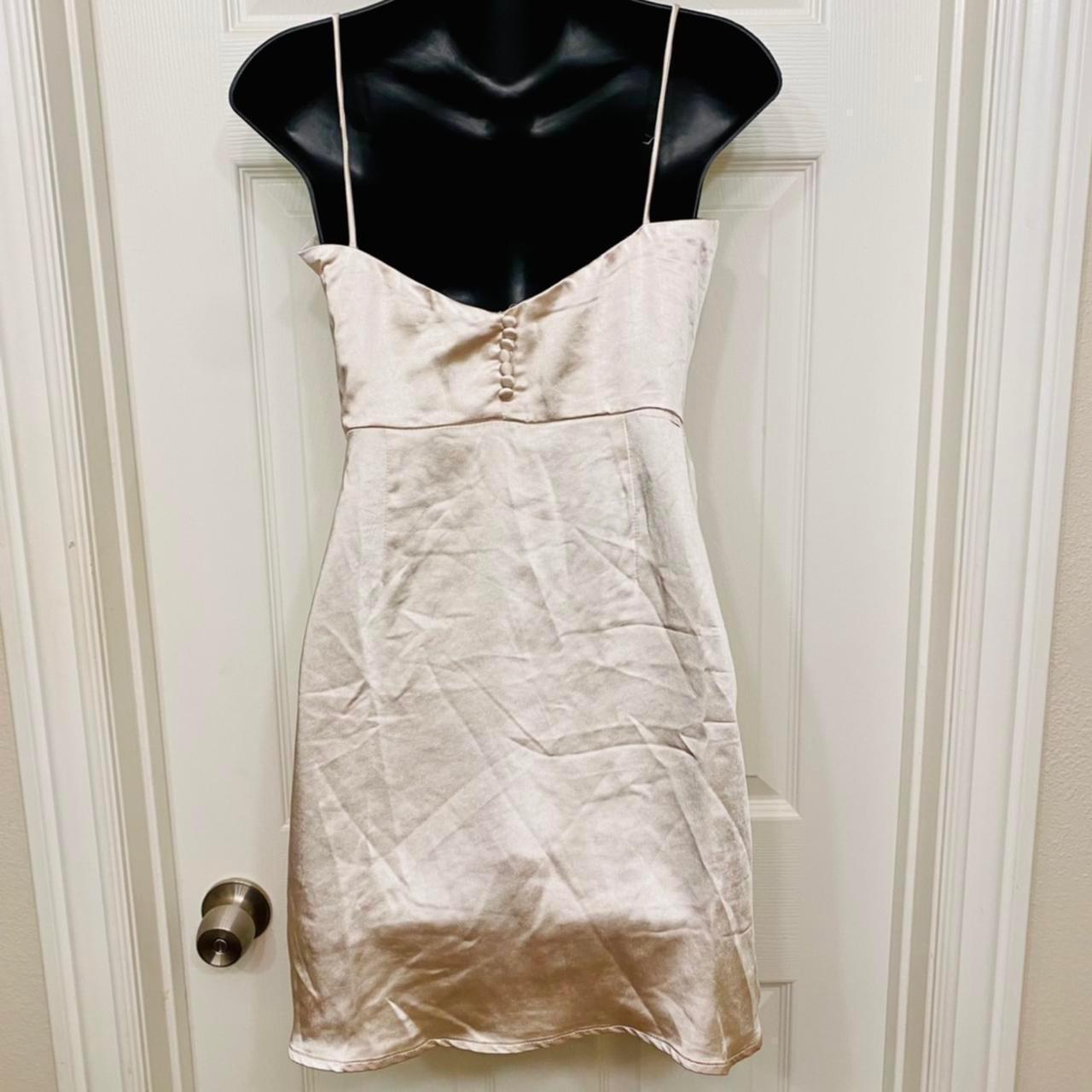 Princess Polly Women's Cream and Gold Dress | Depop