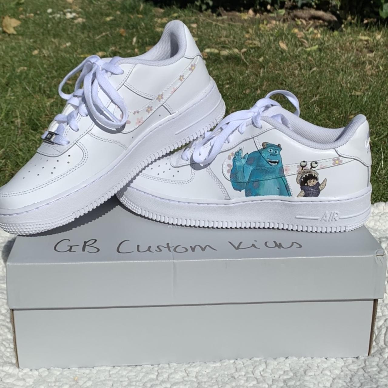 Monsters Inc custom Air Force 1 Hand painted with... - Depop