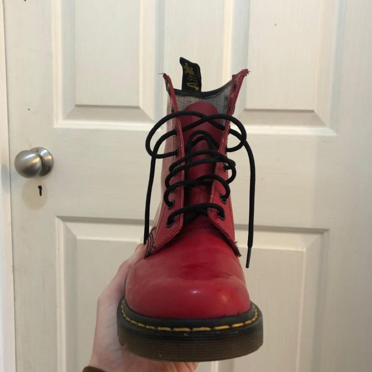 Vintage Patent Leather Red Dr Martens 1460's UK size... - Depop