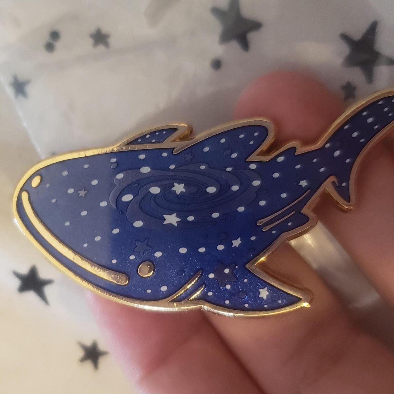 Blue galaxy whaleshark enamel pin by This Is... - Depop